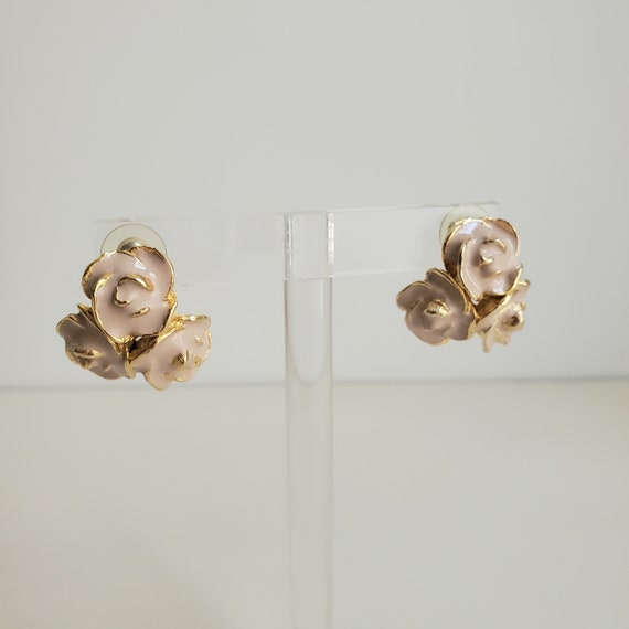 1990s CLARA STUDIO Repousse Flowers in buff pink enam… - Gem