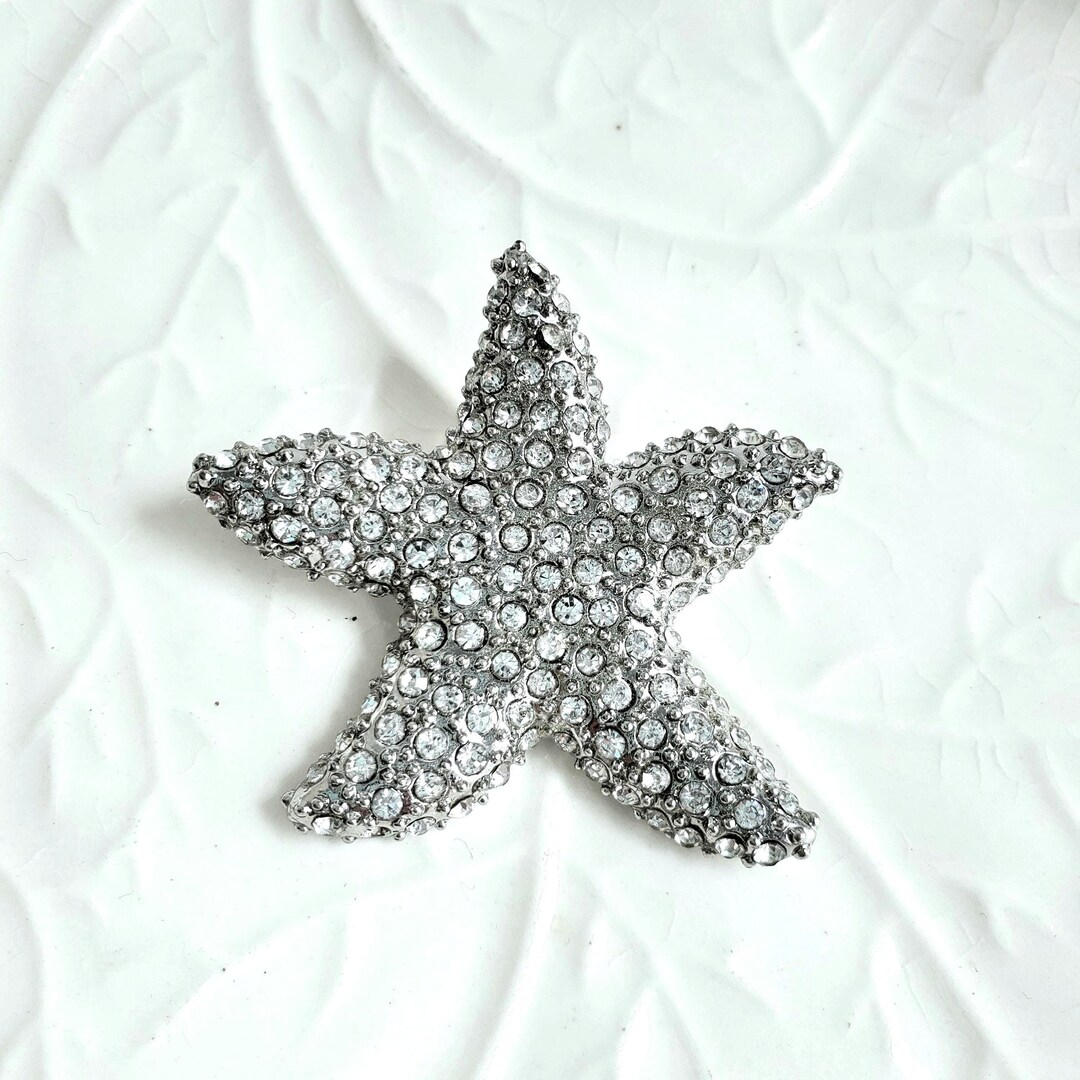 Rhinestone Starfish Button: Silver Pave, Sew-on Mount, Extra Large - Etsy