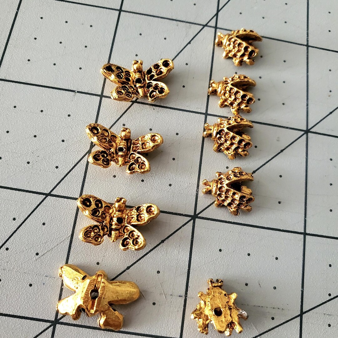 Vintage Clara Studio 10K Gold Wash Charms: Butterfly & Ladybug Jewelry ...
