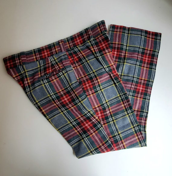 Authentic 1960s Plaid GOLF SLACKS, flare wool plaid t… - Gem