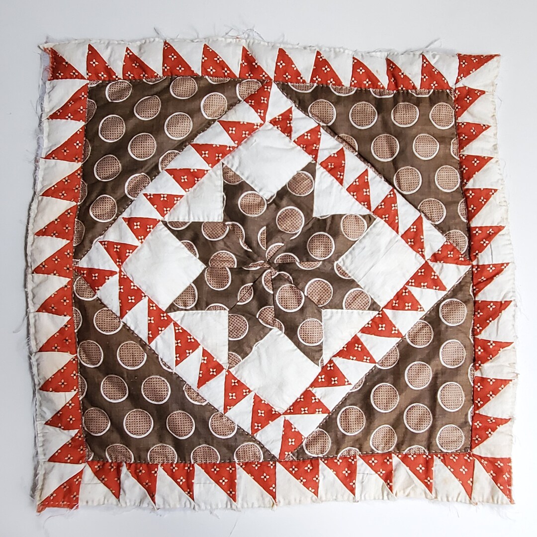 Vintage 8-point Star QUILT BLOCK in Saw Tooth Square, Mini Quilt in ...