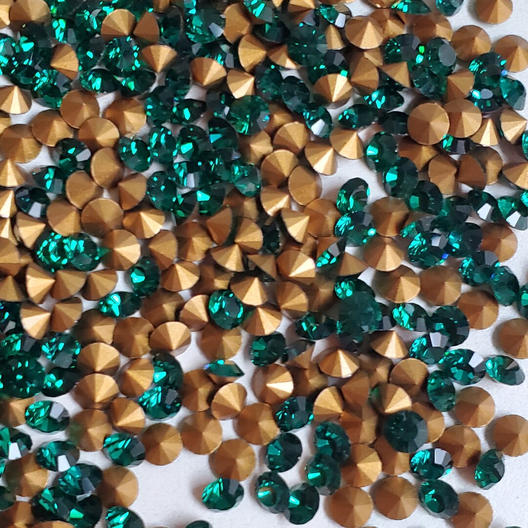 Swarovski EMERALD Chatons 1012 / PP30, Pointy Gold Foiled, New Old ...
