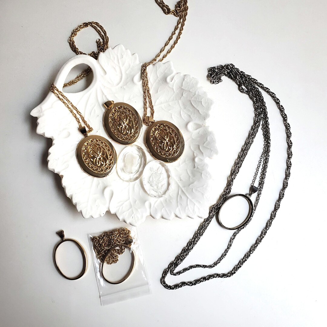 LOT of LOCKETS & Lucite CAMEOS for Upcycle Resale, Estate Collection ...