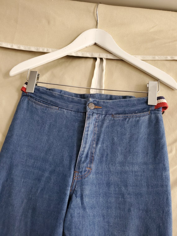 Authentic 1970s AKA Flat Front JEANS, high waist bell… - Gem