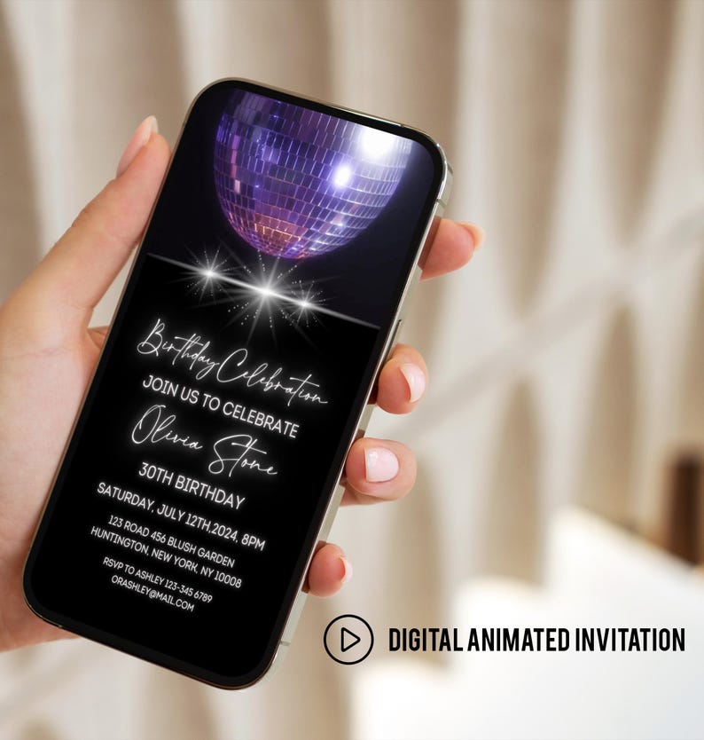 Disco Ball Invitation Template, Birthday Celebration Invite, Disco Ball ...