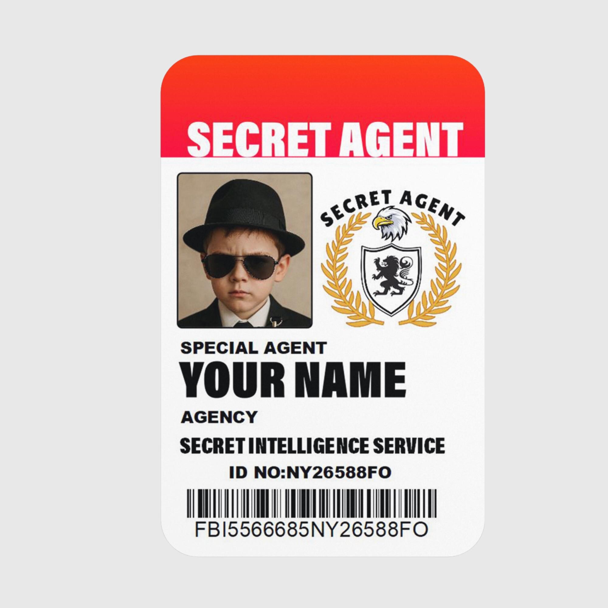 Personalized Secret Agent ID Card for Kids – Optional Leather Badge ...