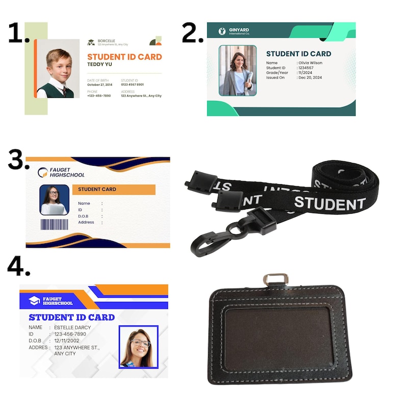 Custom Student ID Card – 4 Design Options + Lanyard & Holder ...