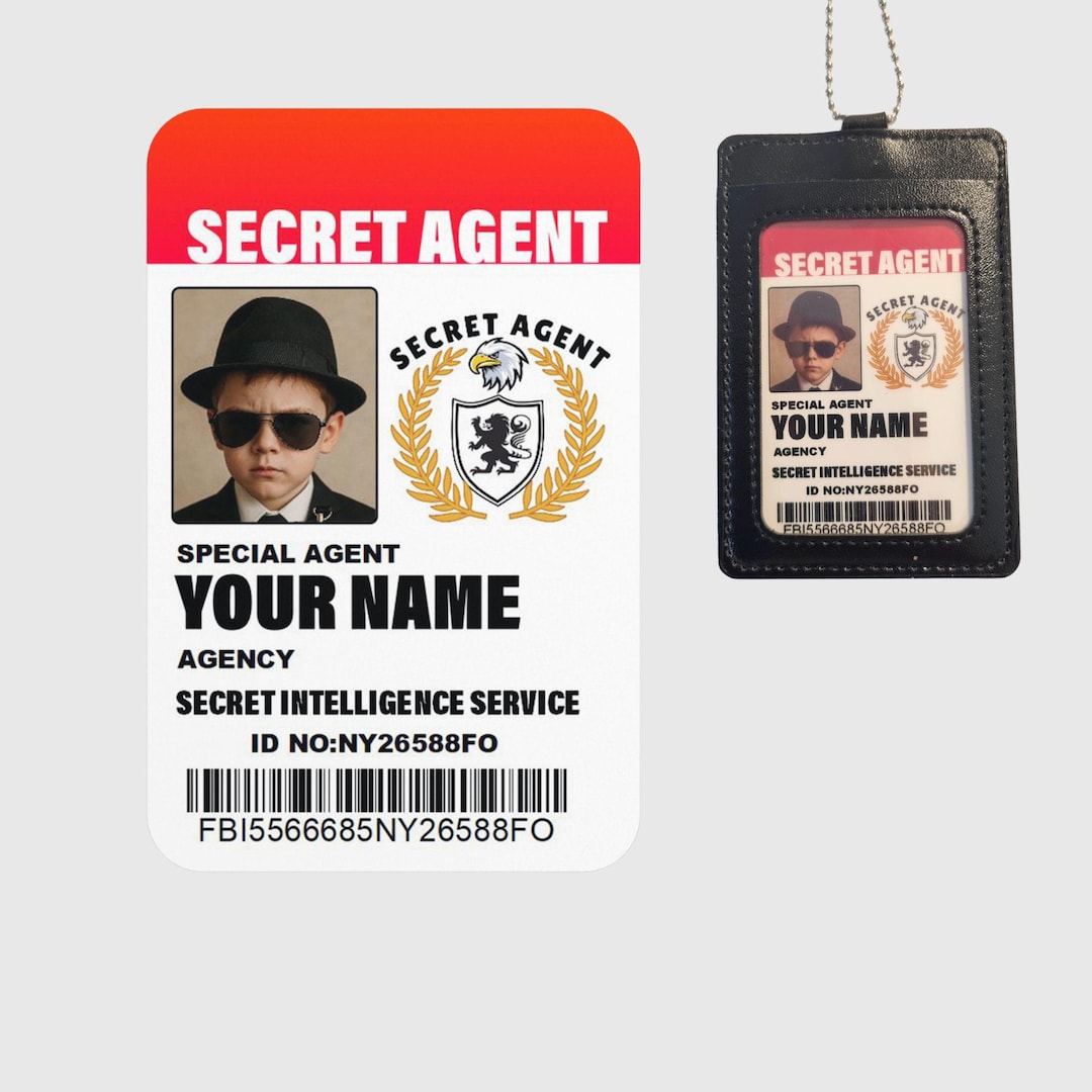 Personalized Secret Agent ID Card for Kids – Optional Leather Badge ...