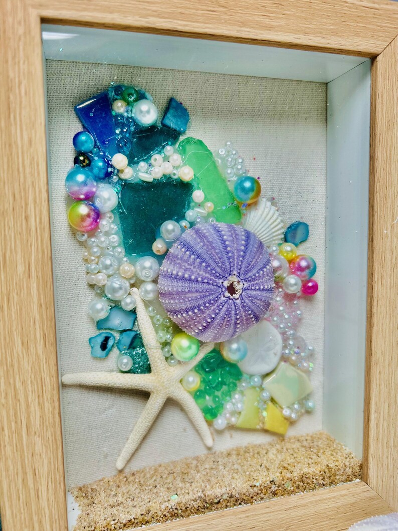 Handcrafted Coastal Shadow Box | Real Seashells | Ocean-inspired 3D ...