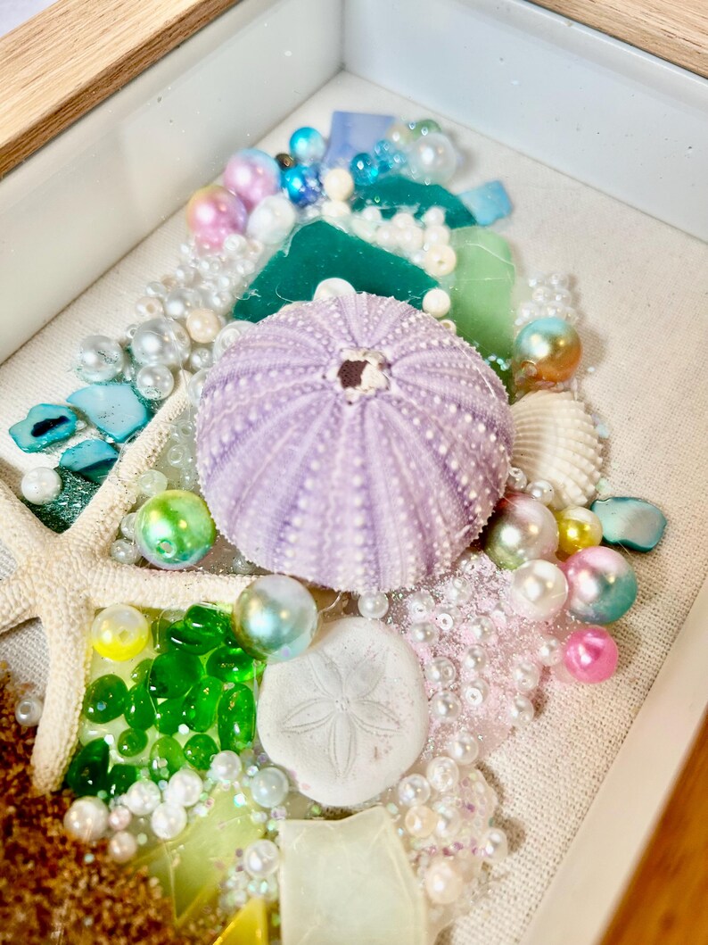 Handcrafted Coastal Shadow Box | Real Seashells | Ocean-inspired 3D ...