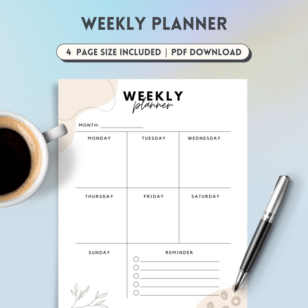 Boho Printable Weekly Planner, Printable Weekly Planner 4 in 1, PDF ...