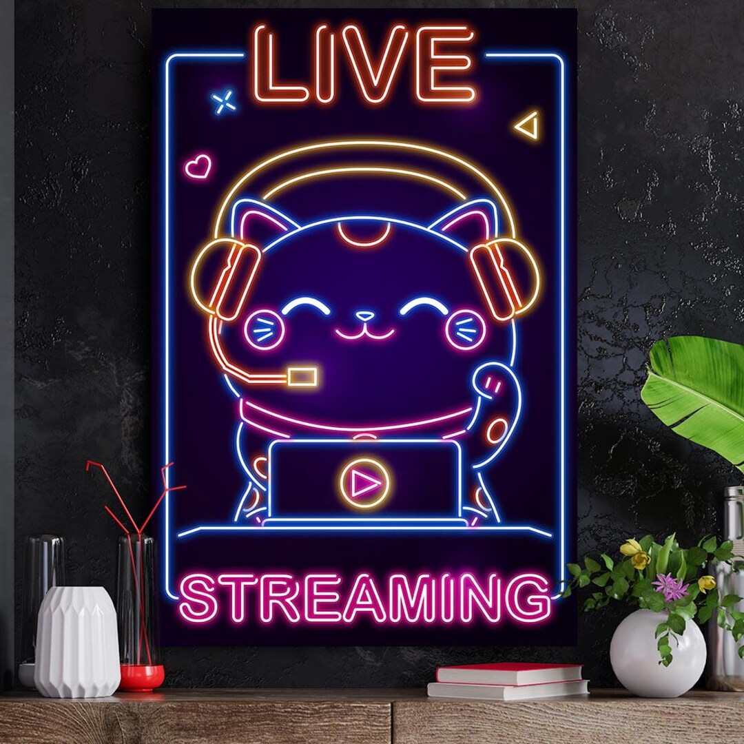 Cool Gaming Streaming Neon Poster Wall Art Decor - Plexiglass Wall Art ...