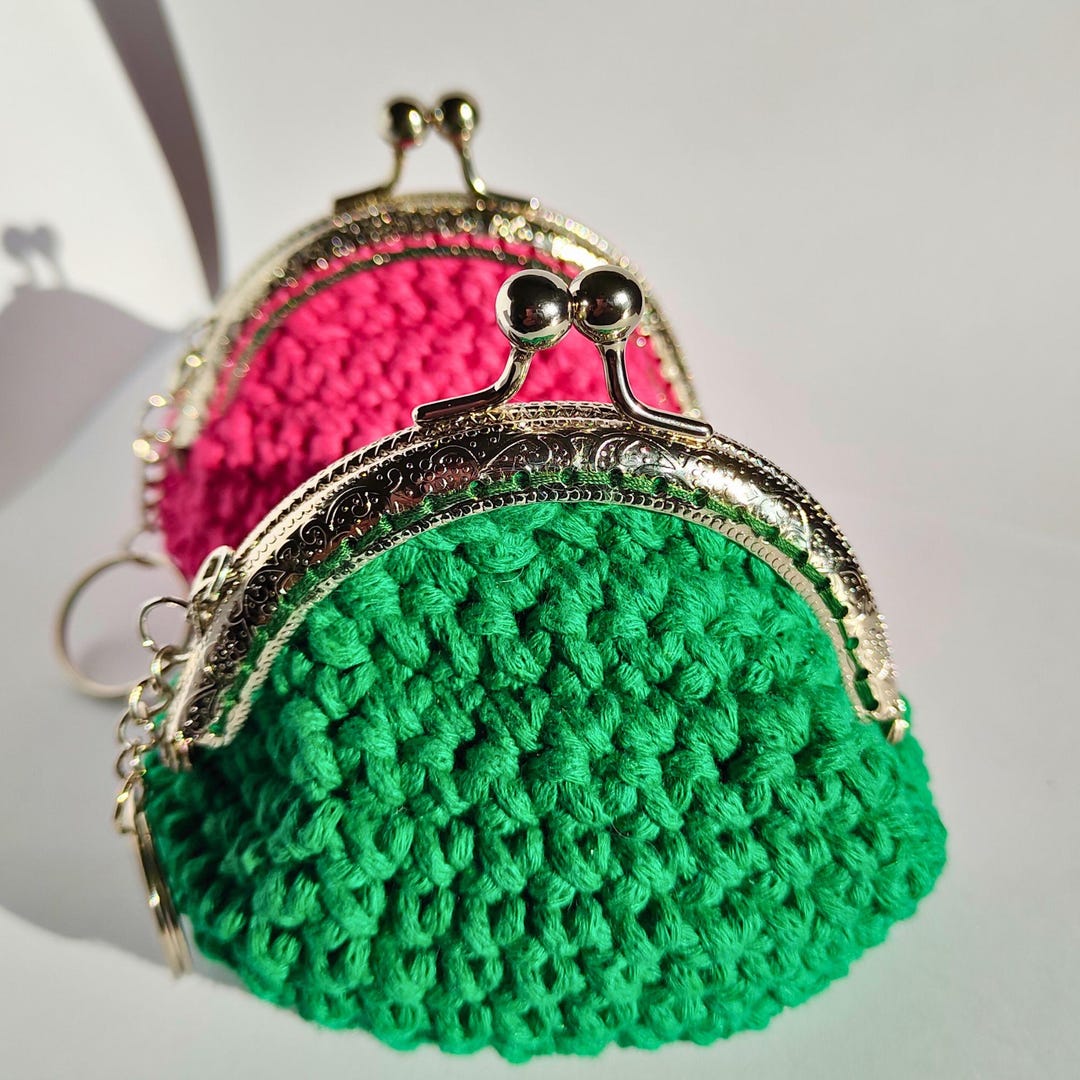 Small Crocheted Coin Purse With Key Chain - Customized Women's Wallet ...