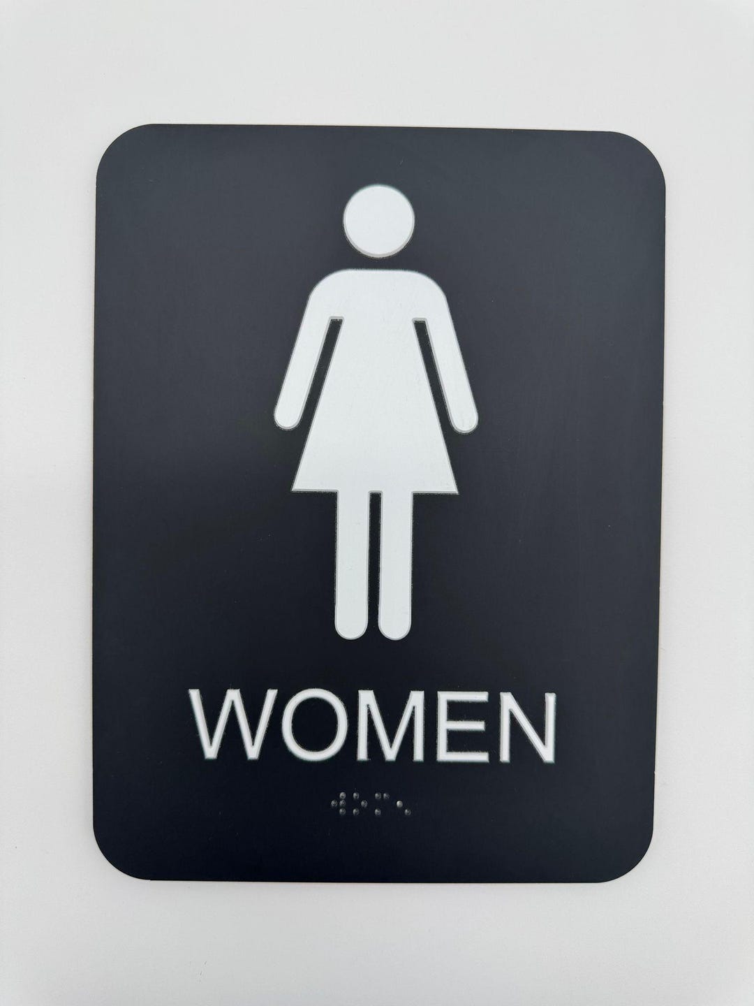 Washroom Sign ADA Compliance With Double Sided Tape. Material:1 /8 ...