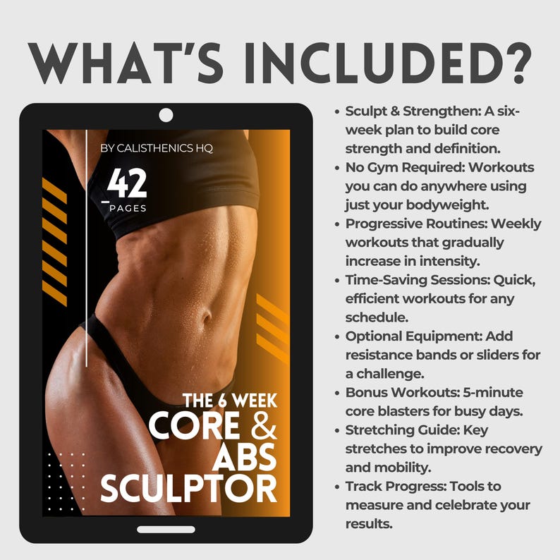 6 Week AB WORKOUT Plan - Get a Flat Stomach With No Equipment Core Abs Exercises for Women - Etsy