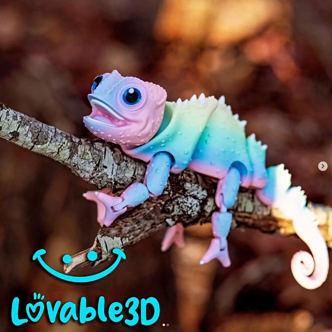 3D Printed Toy, Articulated 3D Printed Chameleon, Handmade Children's ...