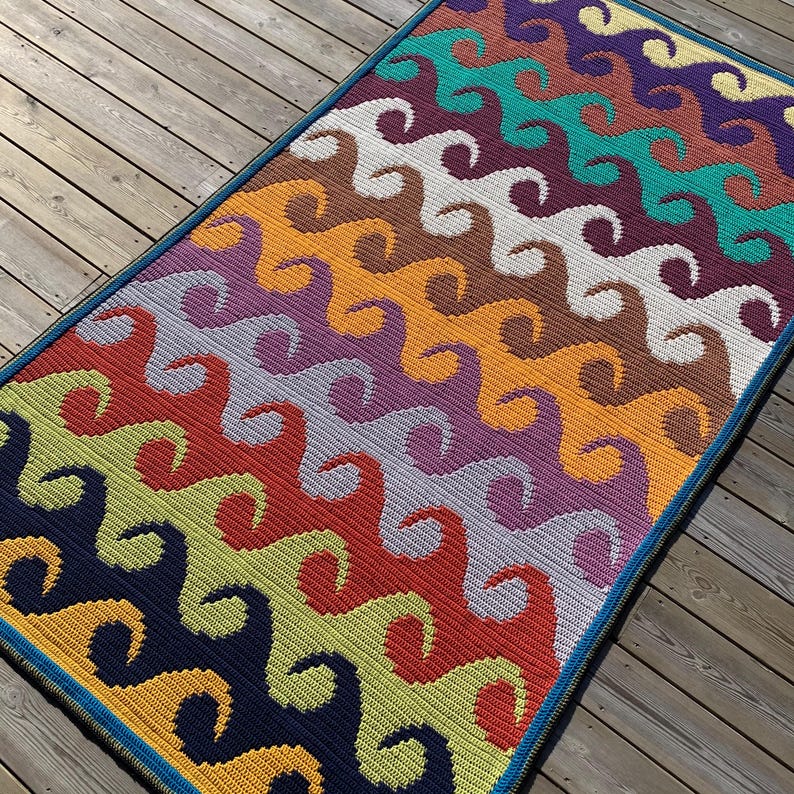 The "waves" Mosaic Crochet Pattern - English Version US and UK Terms - Etsy