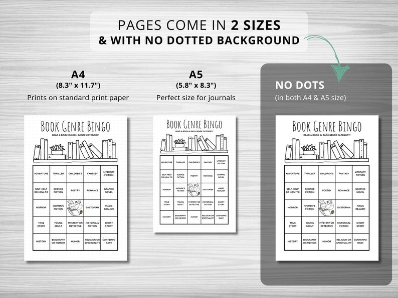Book Genre Bingo (V4), PRINTABLE Journal Page, Planner Page, Reading ...