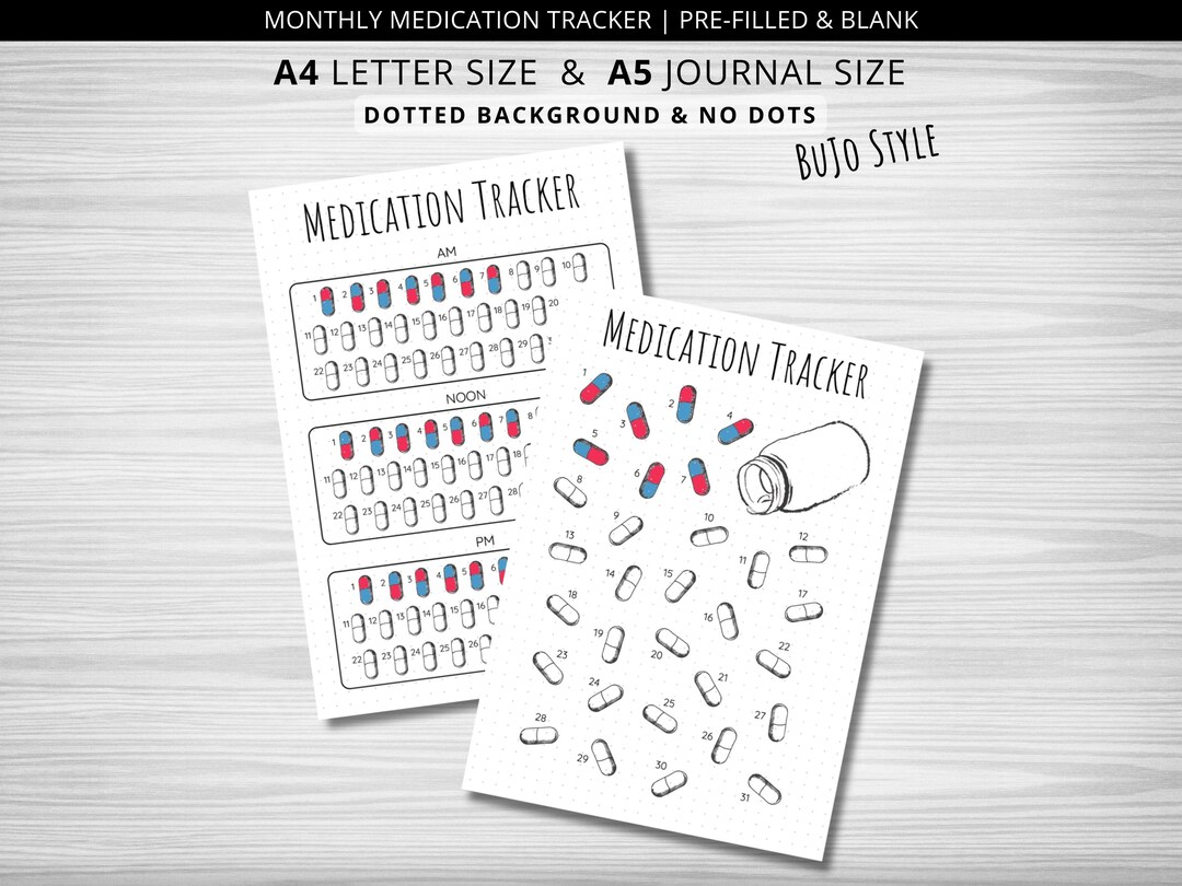 Medication Monthly Tracker, PRINTABLE Journal Page, Medication Tracker ...