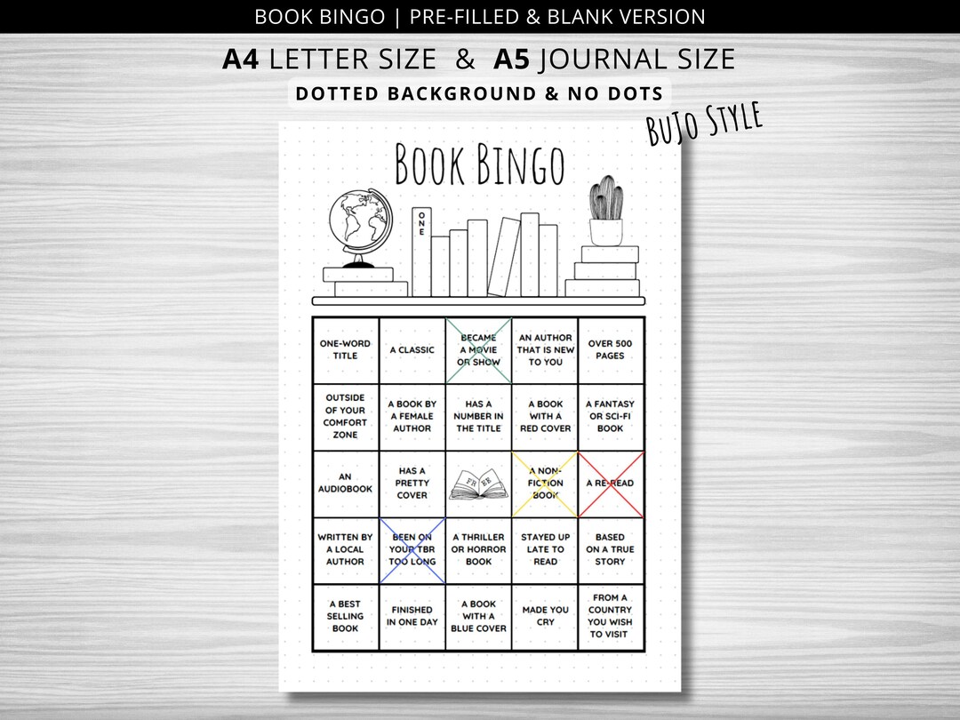 Book Bingo V1, PRINTABLE Journal Page, Planner Page, Reading Challenge ...