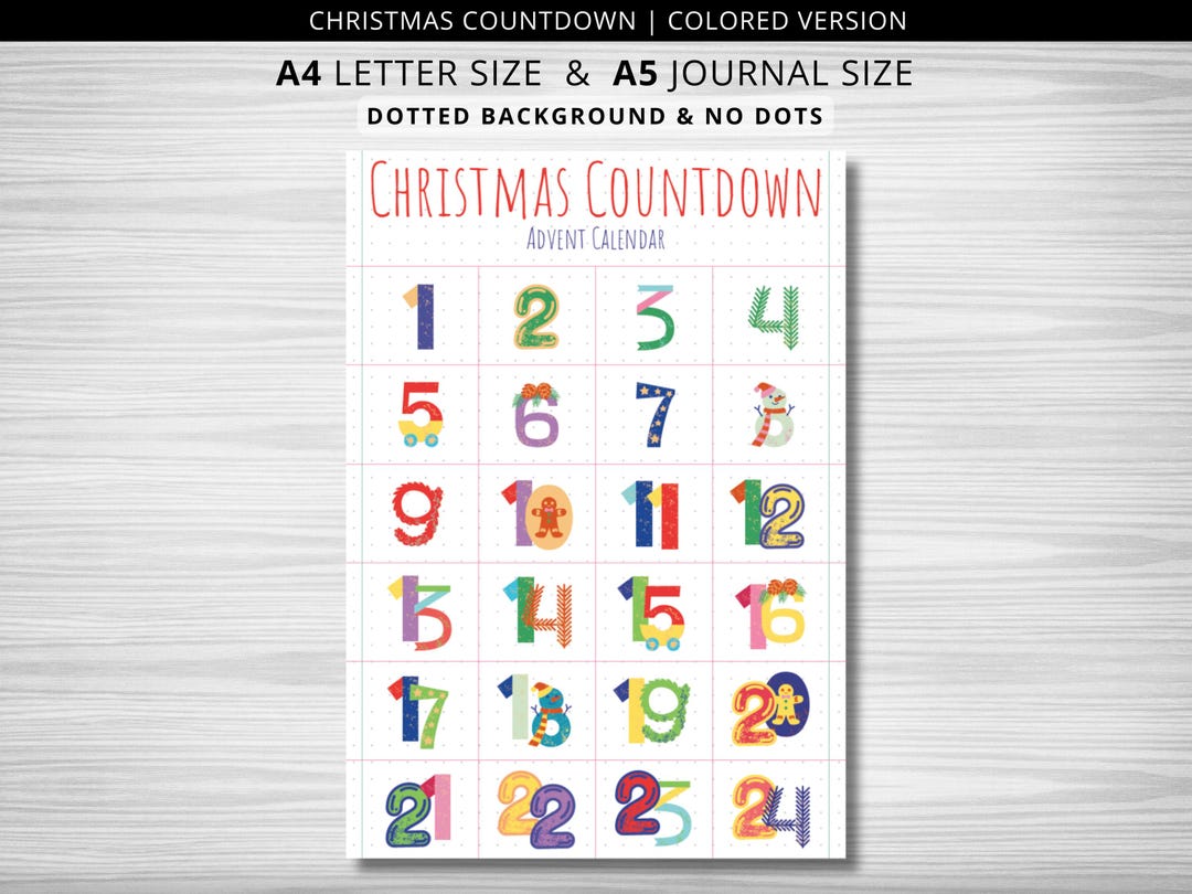 Christmas Countdown Tracker, Christmas Journal Page, A5 Journal Page ...