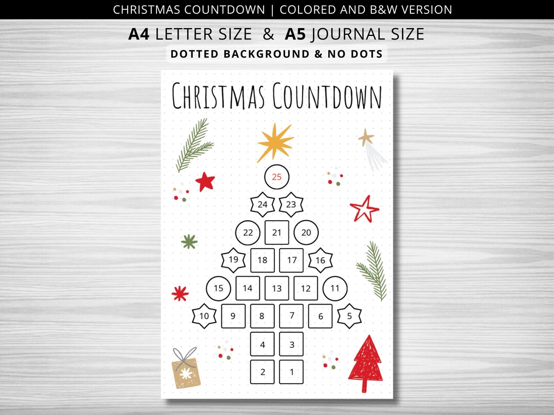 Christmas Countdown, Printable Advent Calendar, Christmas Journal Page ...