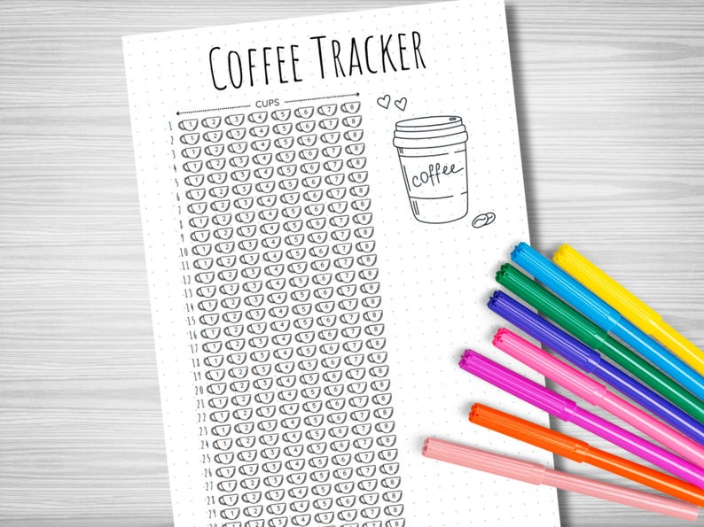 Coffee Tracker, PRINTABLE Journal Page, Health, Caffeine Tracker, Track ...