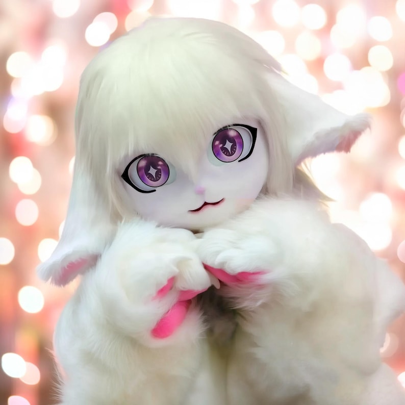 Furry Head Kigurumi Cat, Beige Long Hair, Fursuit Kig Kitty Cosplay ...