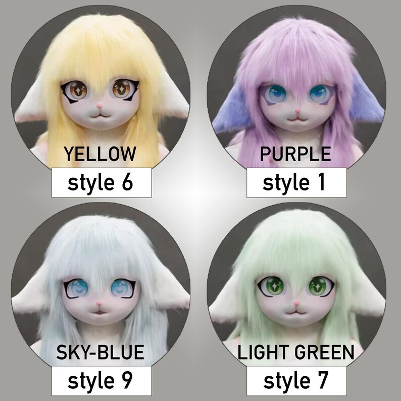 Furry Head Kigurumi Cat, Beige Long Hair, Fursuit Kig Kitty Cosplay ...