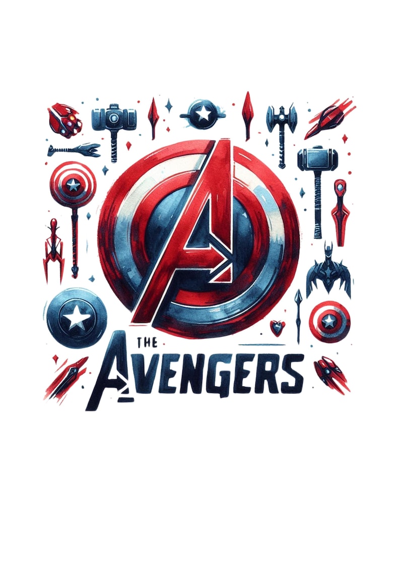 Watercolor Avengers Logo Clipart Iconic Superhero Emblem in PNG Format ...