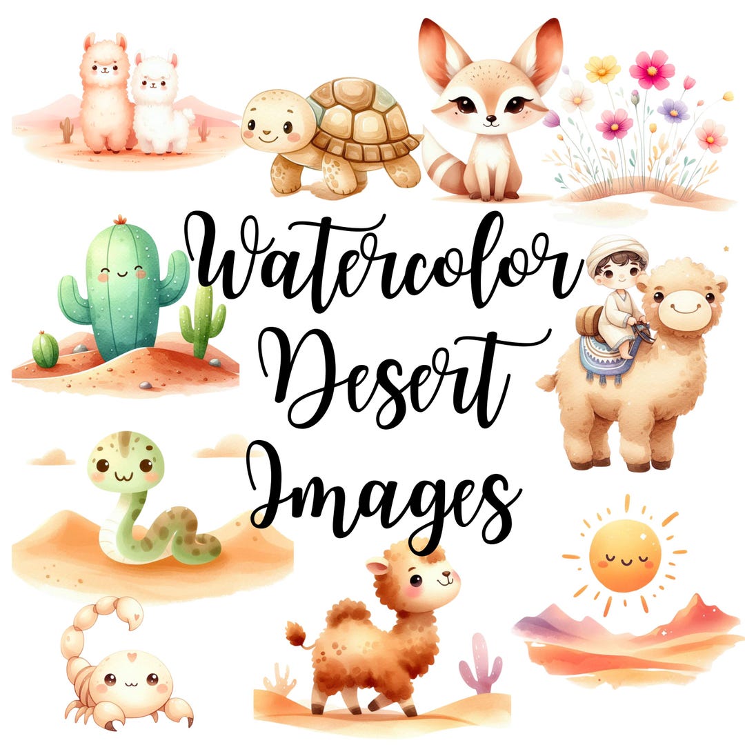 Watercolor Desert Clipart Pack 10 Beautiful Designs Including Cacti ...