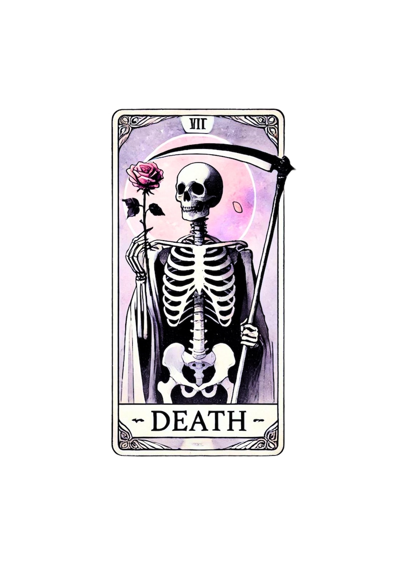 Watercolor Death Tarot Card Poster Transformation and Rebirth ...