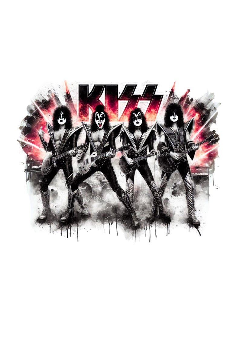 Watercolor Kiss Band Clipart Iconic Rock Legends in PNG Format With ...
