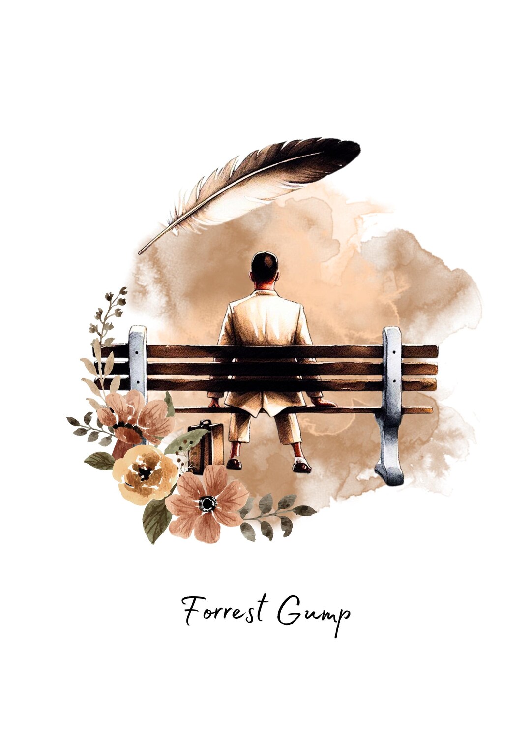 Watercolor Forrest Gump Movie Poster Clipart Iconic Film Illustration ...