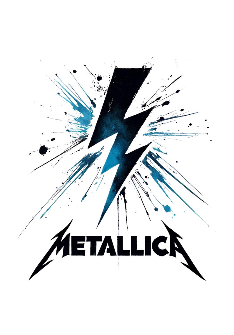 Watercolor Metallica Logo Illustration Iconic Band Digital Art PNG ...