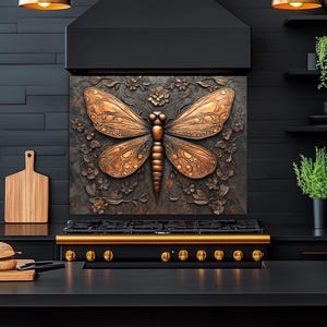 Backsplash-copper Look Butterfly Splashback for Stove, Whimsical ...