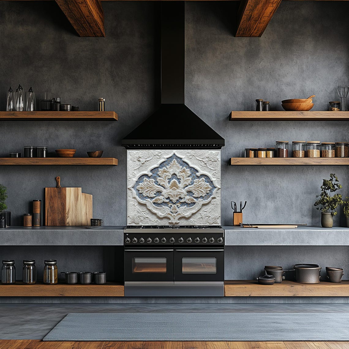 Kitchen Backsplash Tile- Stove Back Cover- Backsplash Wall Art-cooker ...