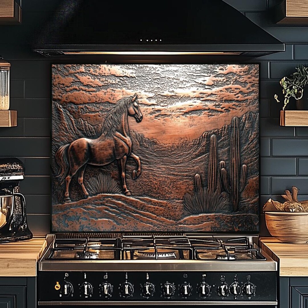 Horse Backsplash-tempered Glass Wall Art for Kitchen Stove Back Splash ...