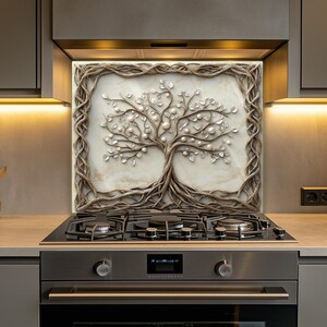 Fireproof Backsplash-tree of Life Kitchen Splashback for Stove Back ...
