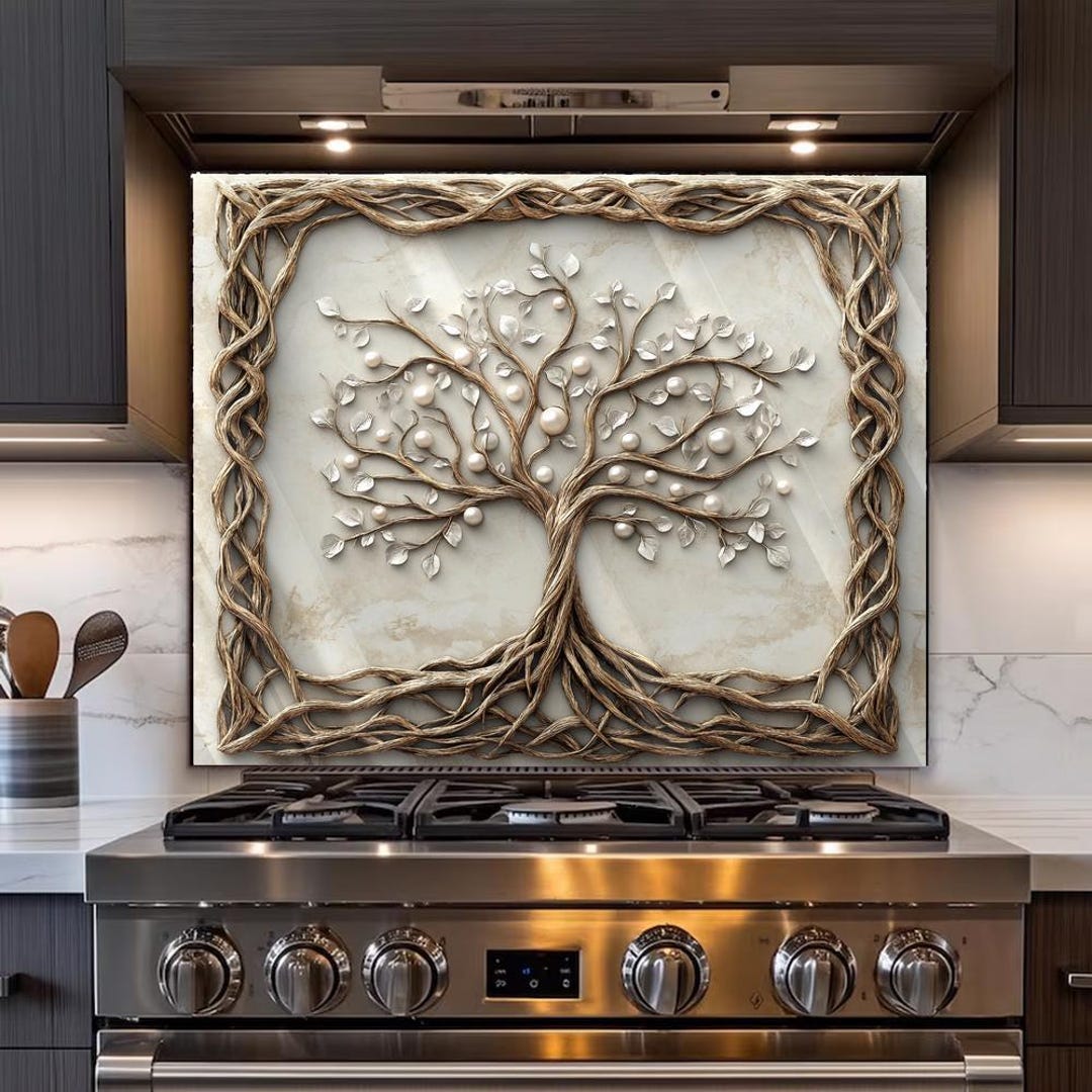 Fireproof Backsplash-tree of Life Kitchen Splashback for Stove Back ...