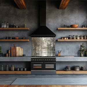 Modern Kitchen Backsplash - Mirror Look Tree Landscape Backsplash ...