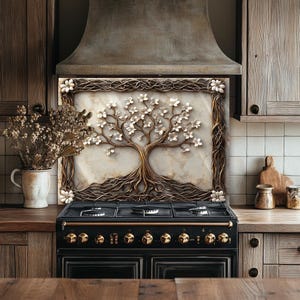 Fireproof Backsplash-tree of Life Kitchen Splashback for Stove Back ...