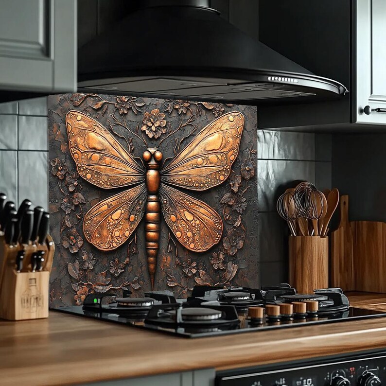 Backsplash-copper Look Butterfly Splashback for Stove, Whimsical ...