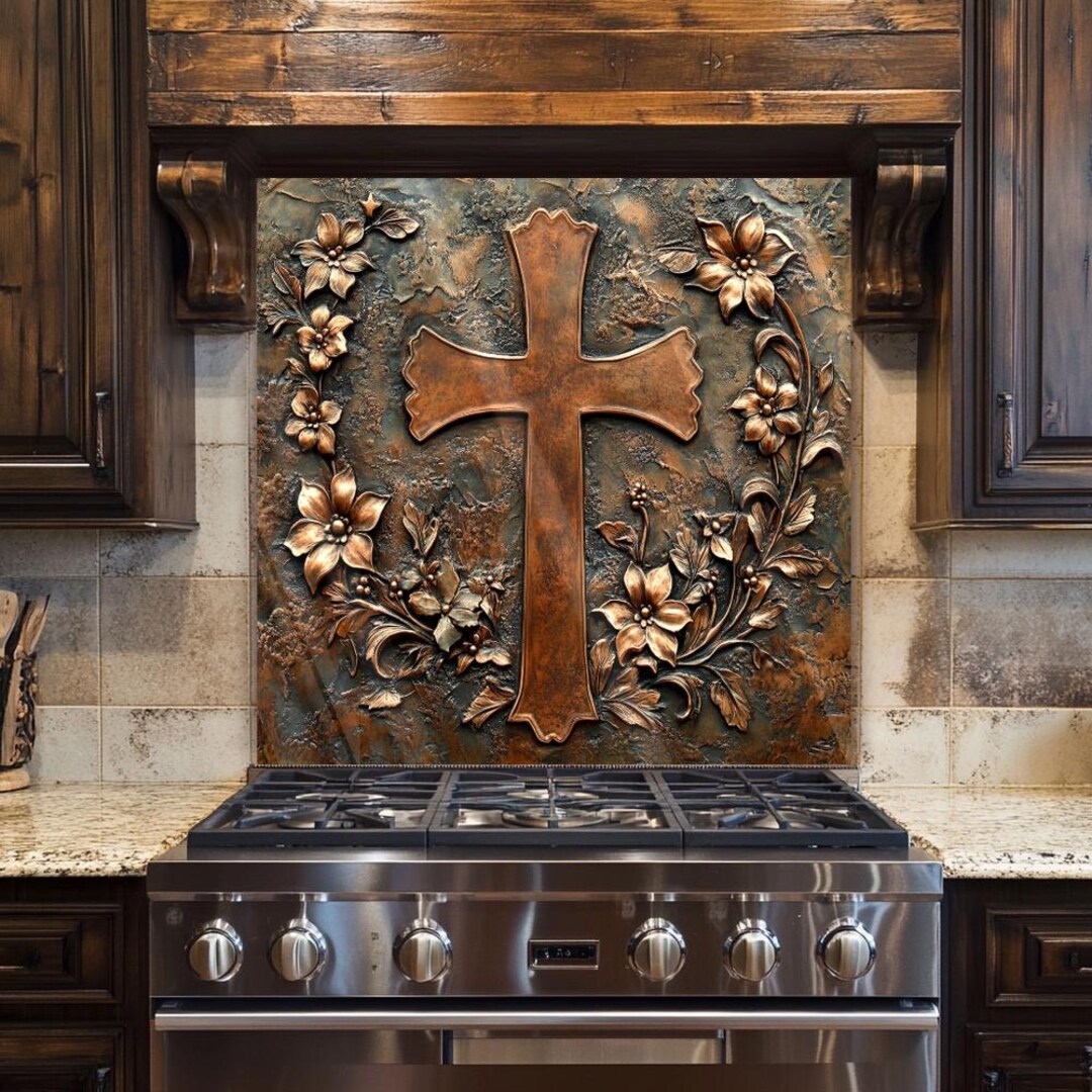 Glass Backsplash Religious Kitchen Stove Back or Fireplace Wall Art ...