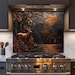 Vintage Copper Style Woodland Deer Print Backsplash for Stove ...