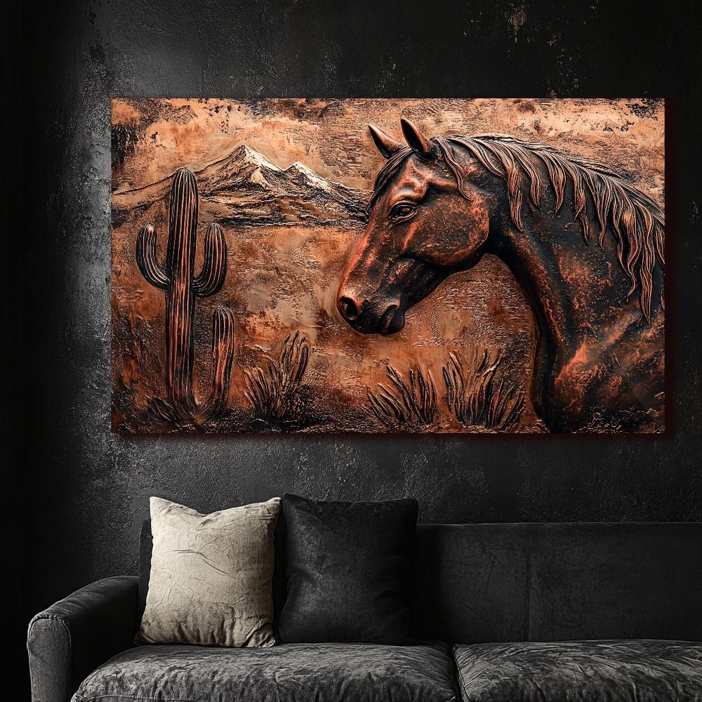 Horse Backsplash-copper Relief Look Adorable Glass Backsplash for ...