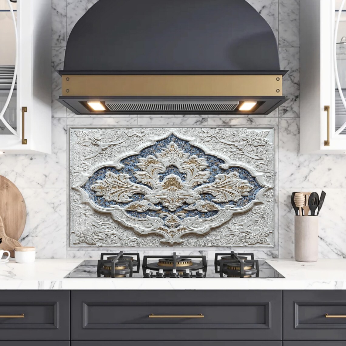 Kitchen Backsplash Tile- Stove Back Cover- Backsplash Wall Art-cooker ...