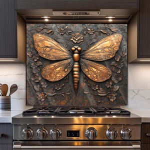 Backsplash-copper Look Butterfly Splashback for Stove, Whimsical ...