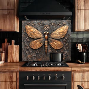 Backsplash-copper Look Butterfly Splashback for Stove, Whimsical ...