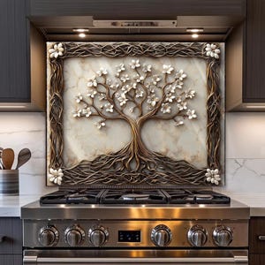 Fireproof Backsplash-tree of Life Kitchen Splashback for Stove Back ...